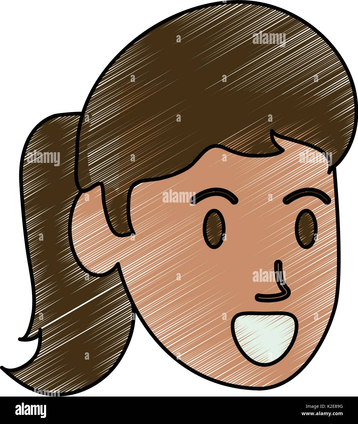 Colorful woman head doodle over white background vector illustration ...