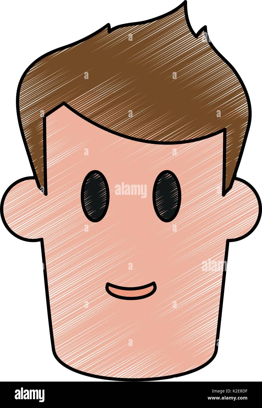 Colorful man head doodle over white background vector illustration ...