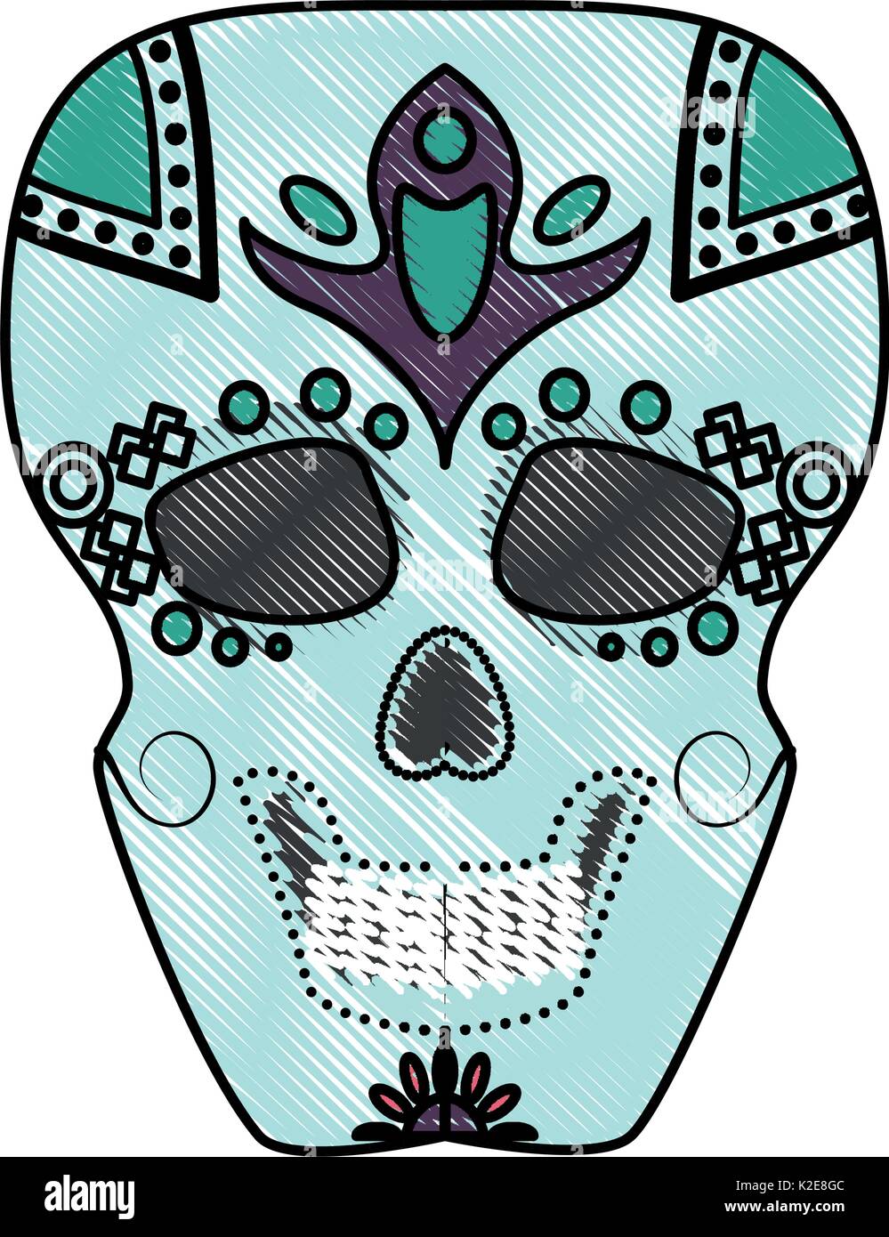Colorful Catrina Skull doodle over white background vector illustration ...