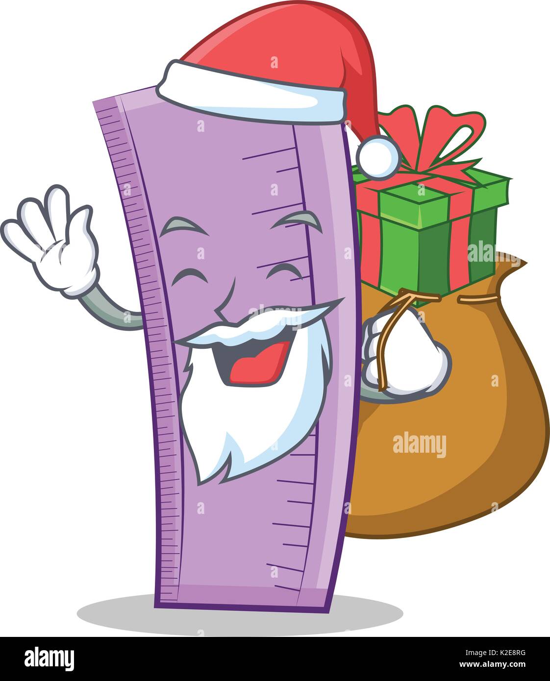 Santa with gift ruler character cartoon style Stock Vector Image & Art ...