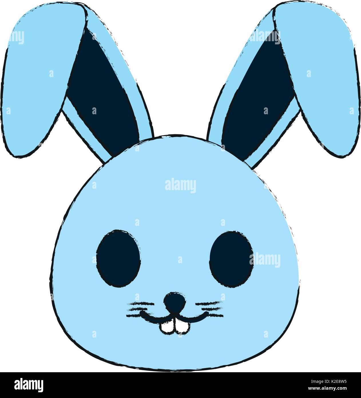 Colorful kawaii bunny head doodle over white background vector ...