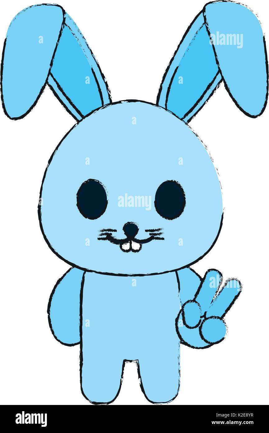 Colorful kawaii bunny doodle over white background vector illustration ...
