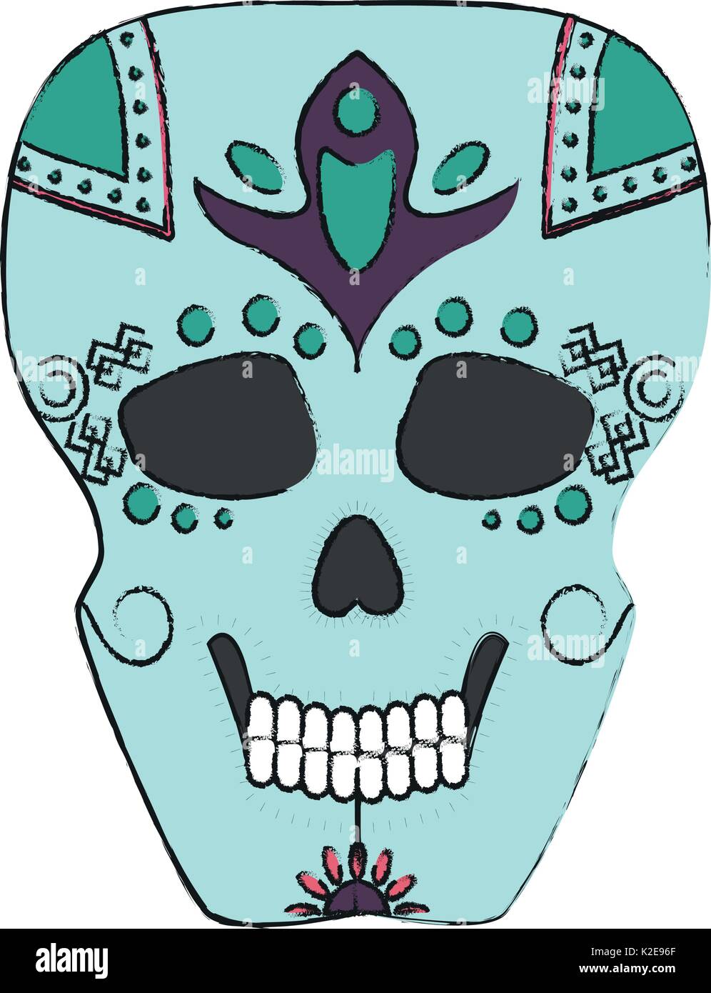 Colorful Catrina Skull doodle over white background vector illustration ...