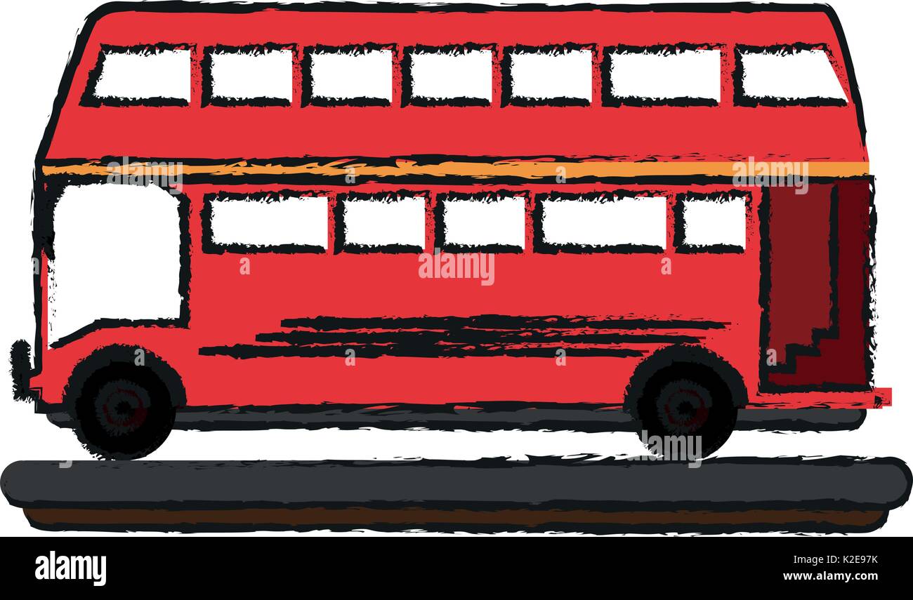 Colorful double decked bus doodle over white background vector ...