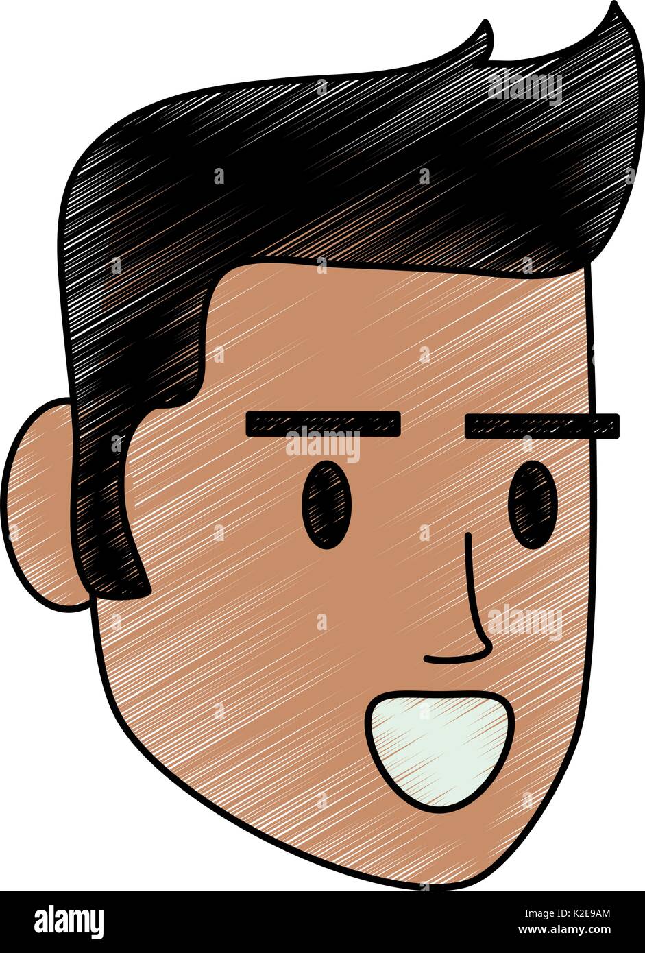 Colorful man head doodle over white background vector illustration ...