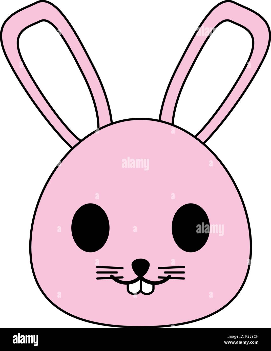 falt line uncolored kawaii rabbit head over white background vector ...