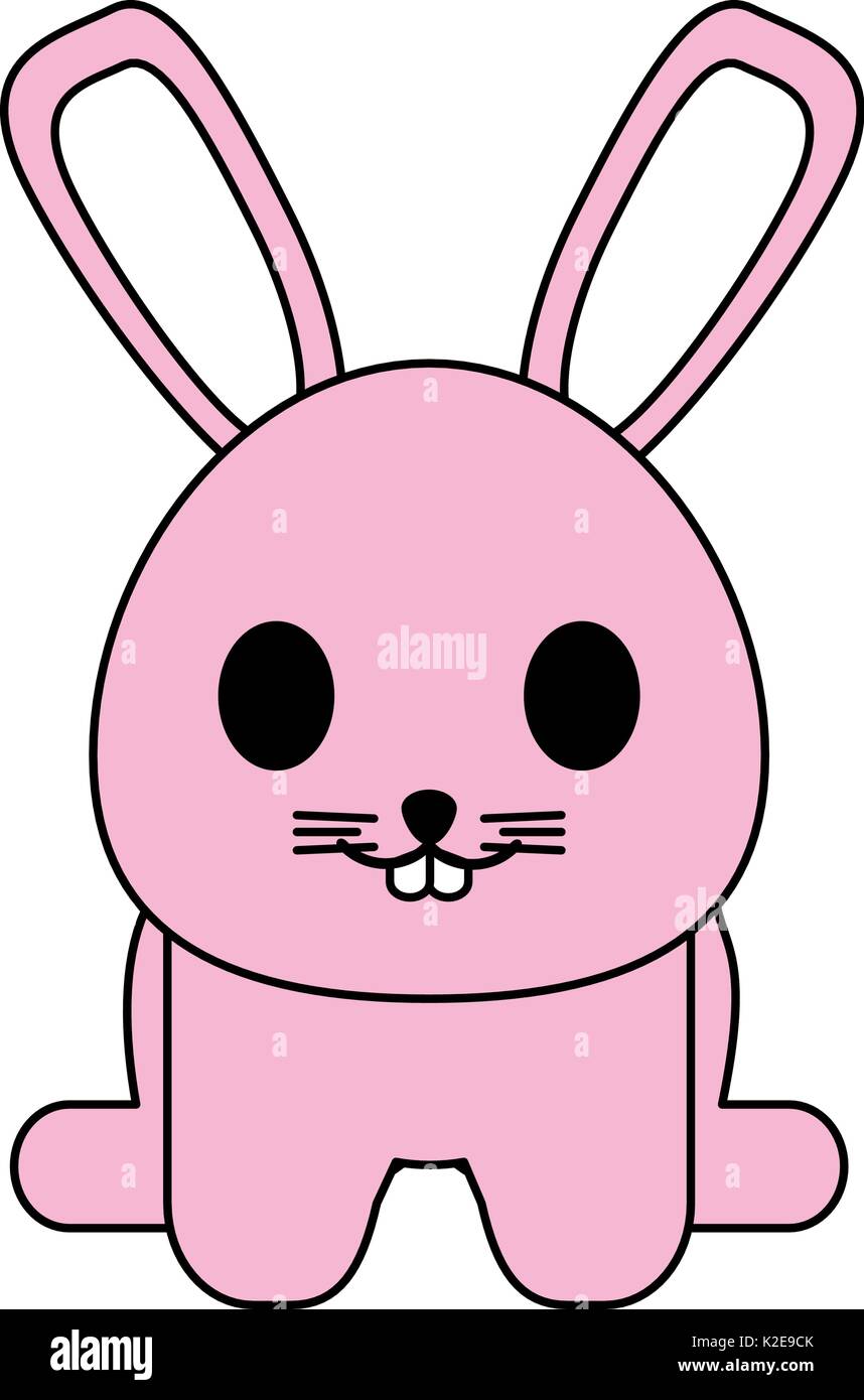 falt line uncolored kawaii rabbit over white background vector ...