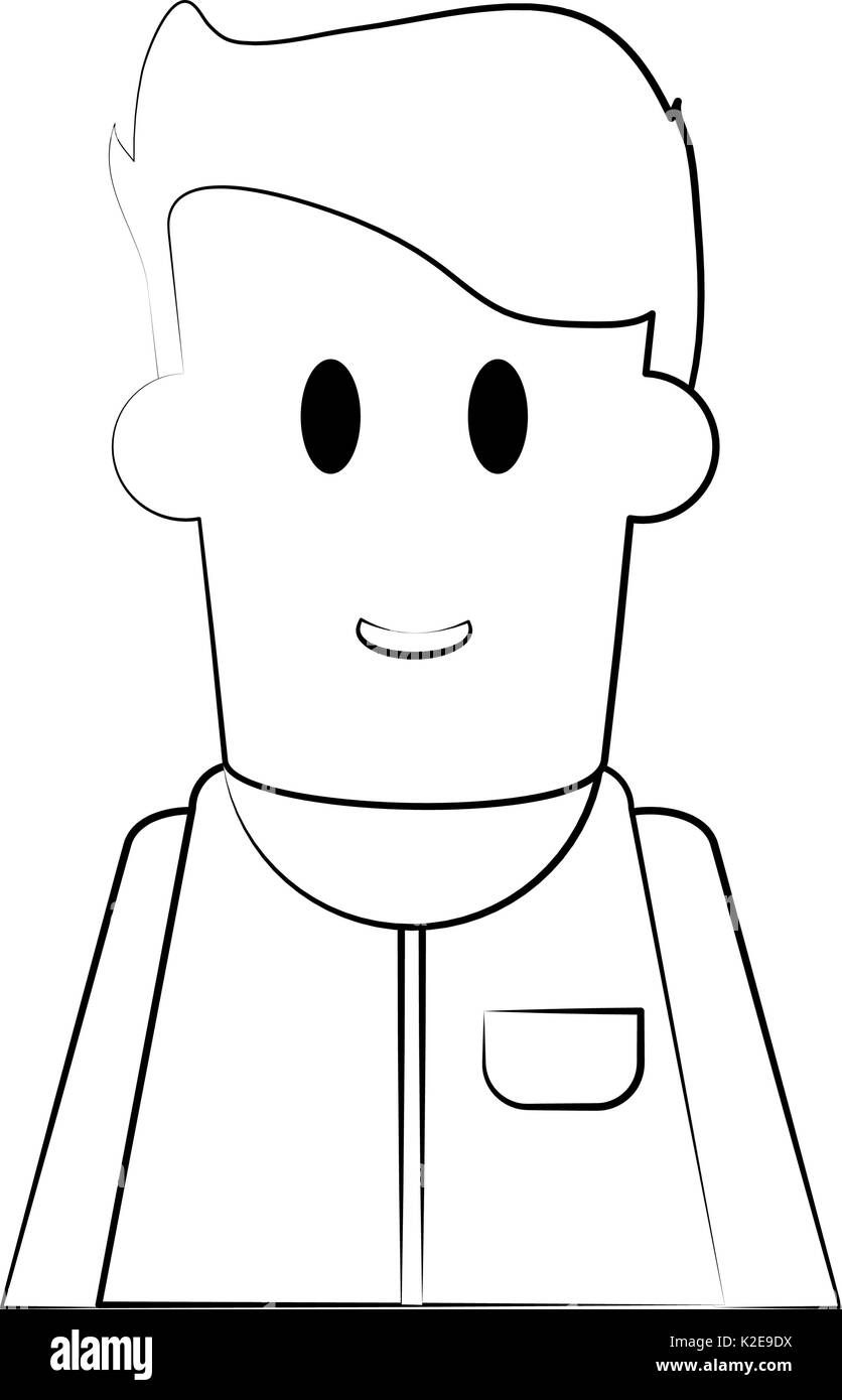 flat line uncolored man over white background vector illustration Stock ...