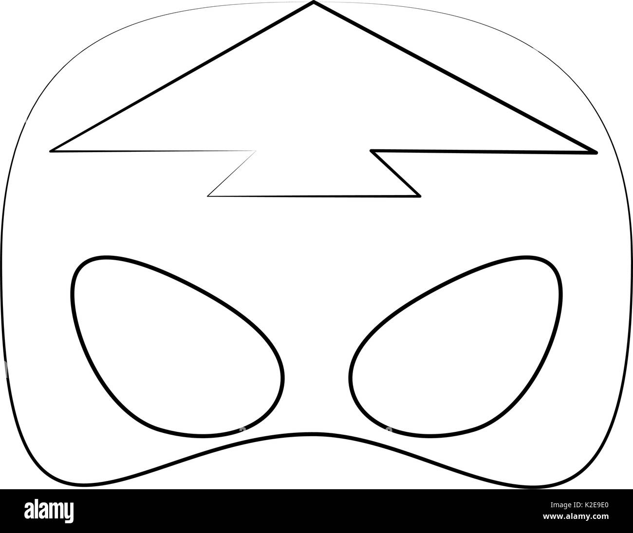flat line uncolored mask over white background vector illustration ...