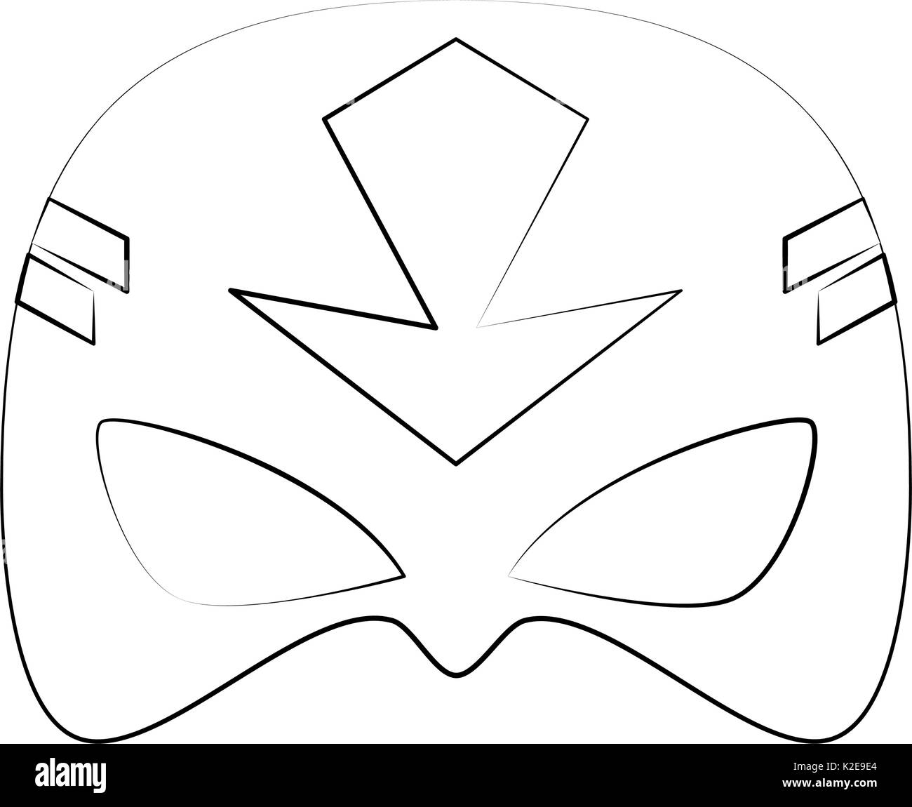 flat line uncolored mask over white background vector illustration ...