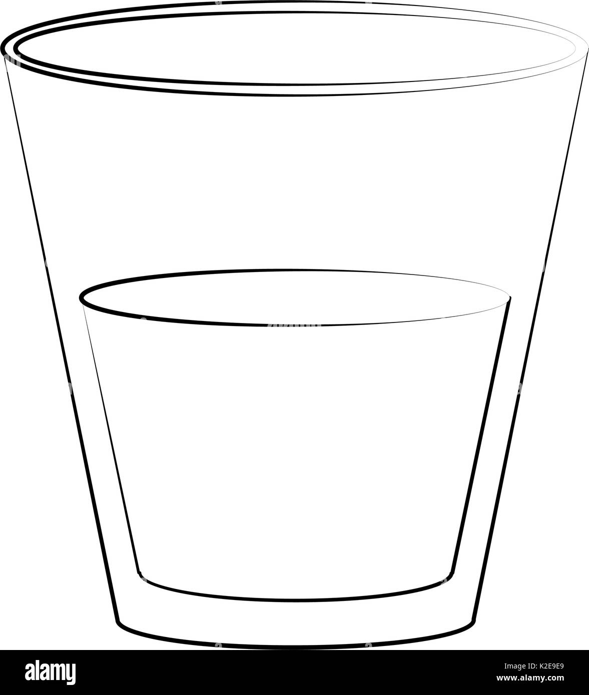 flat line uncolored glass over white background vector ilustration ...