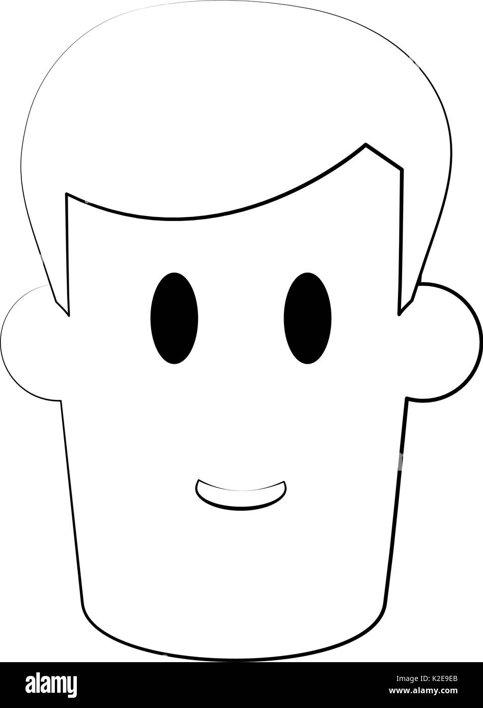 flat line uncolored man head over white background vector ilustration ...