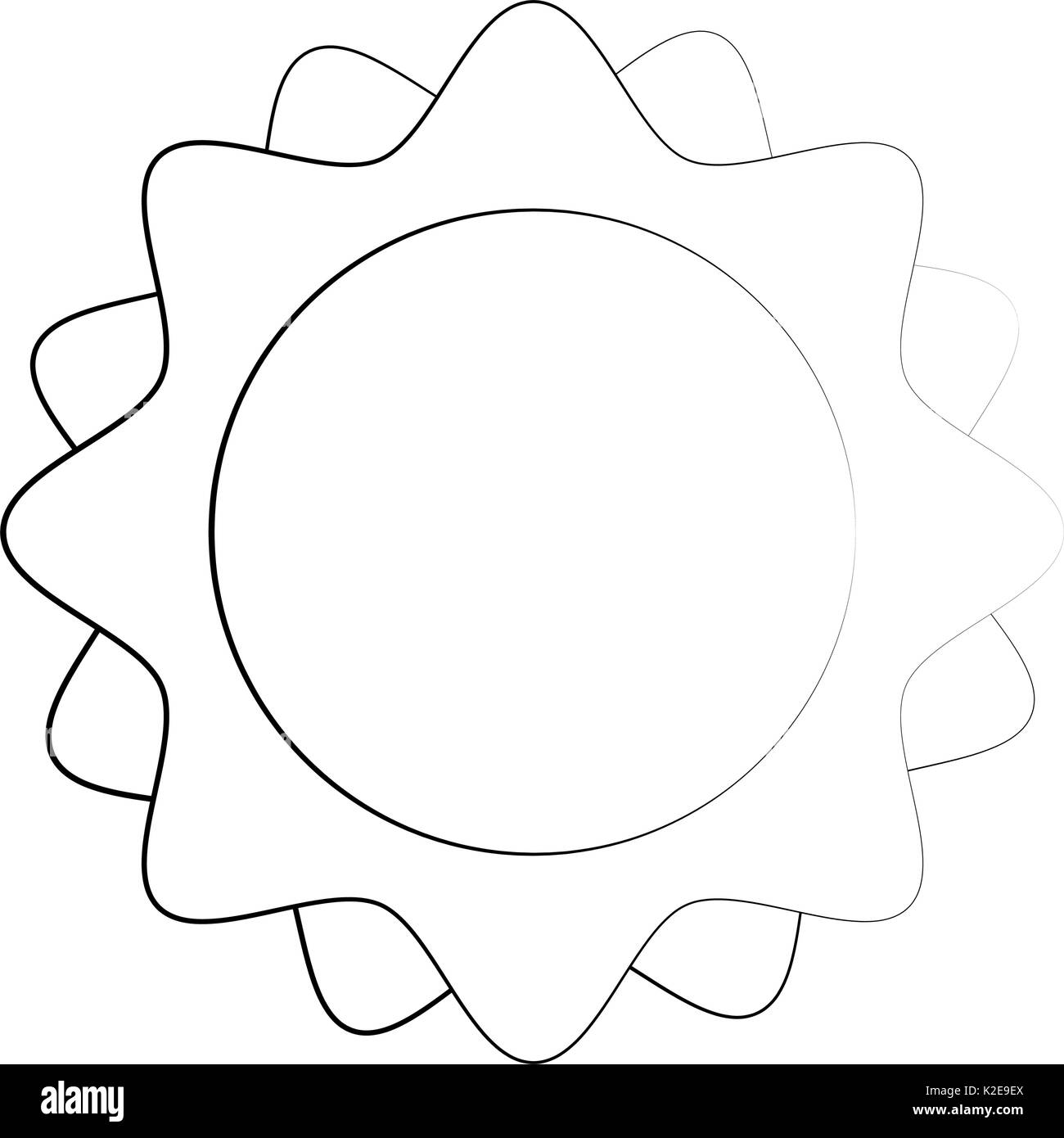 flat line uncolored sun over white background vector illustration Stock ...