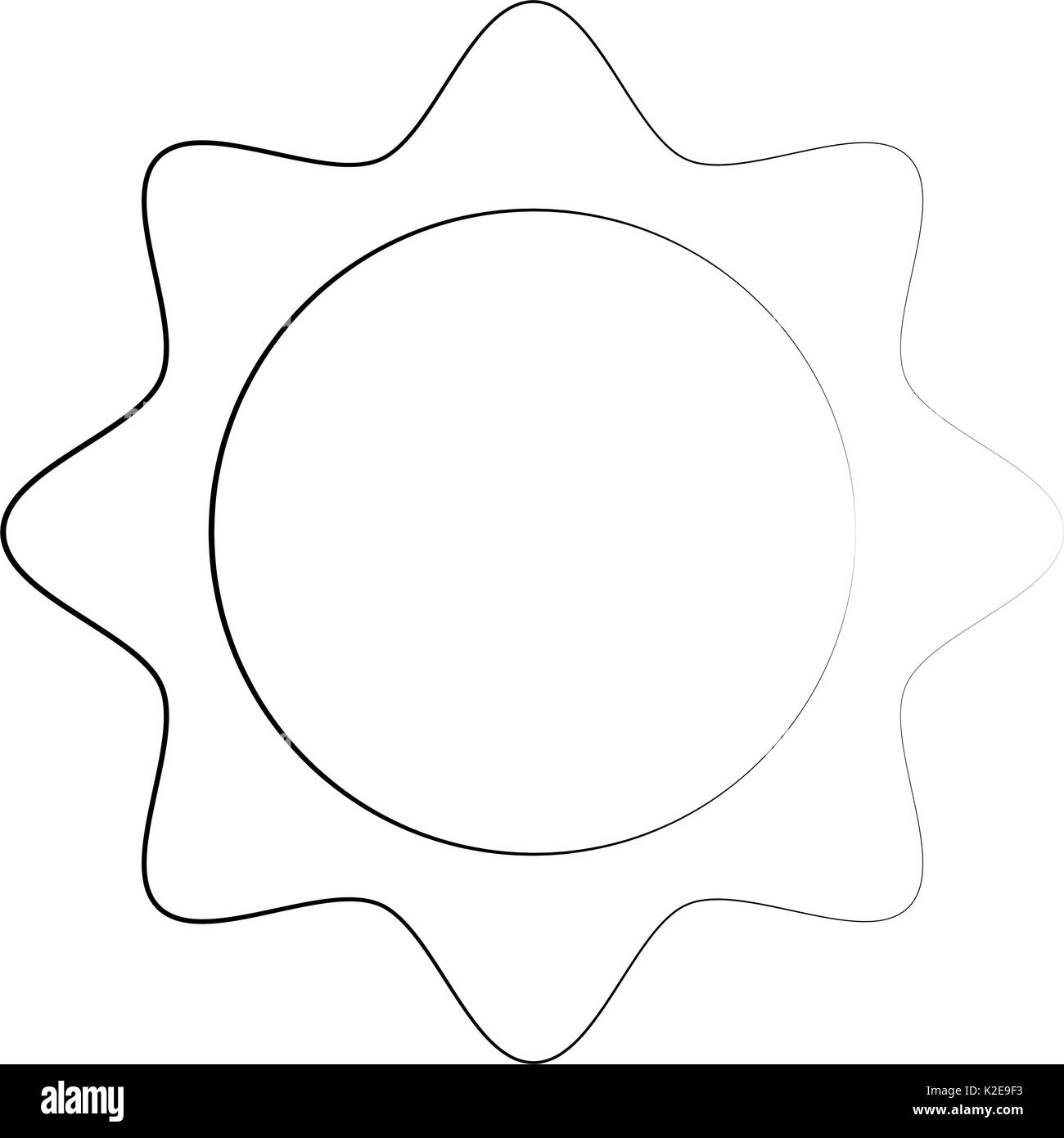 flat line uncolored sun over white background vector illustration Stock ...
