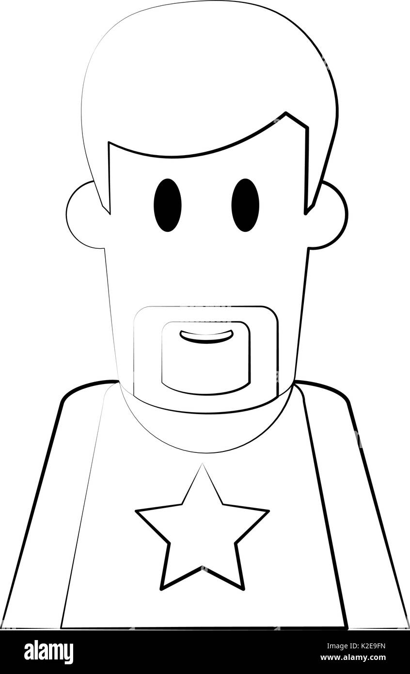 flat line uncolored man over white background vector illustration Stock ...
