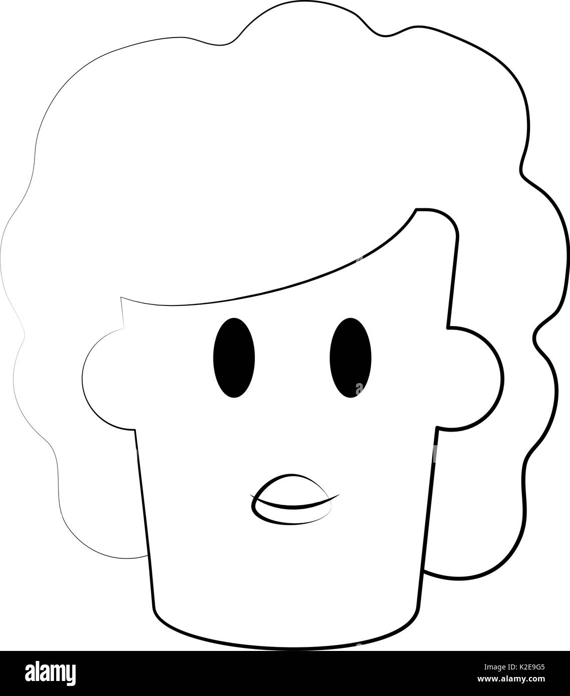 flat line uncolored woman head over white background vector ...