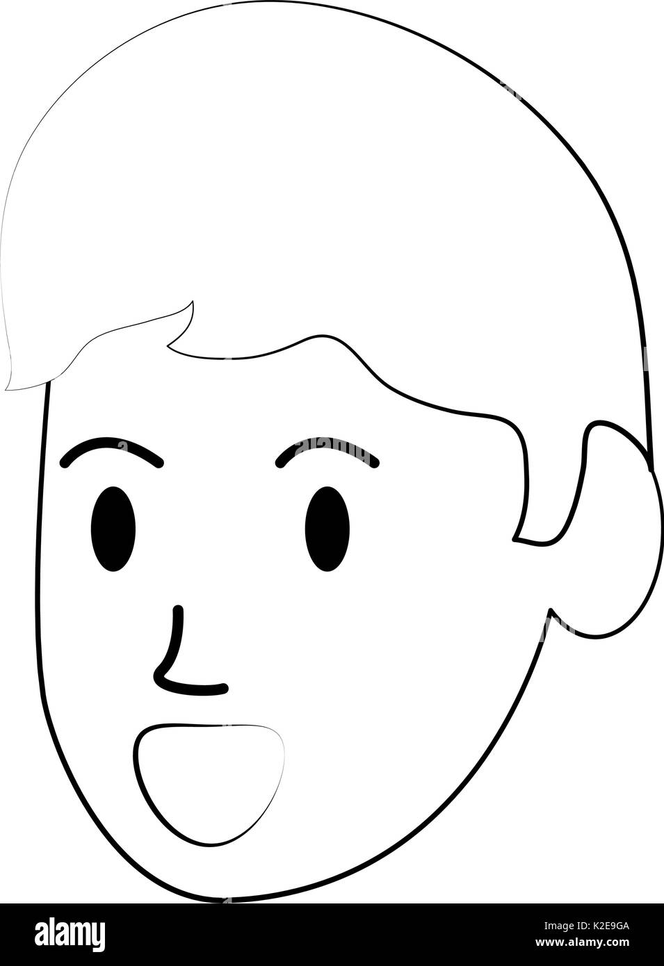 flat line uncolored man head over white background vector ilustration ...