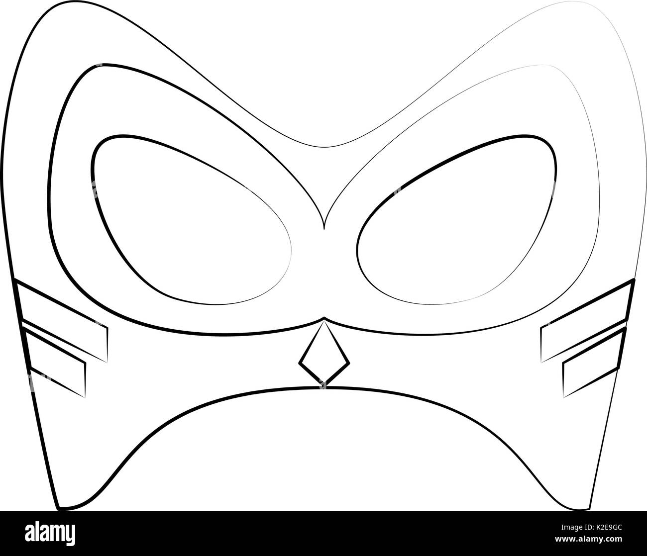 flat line uncolored mask over white background vector illustration ...