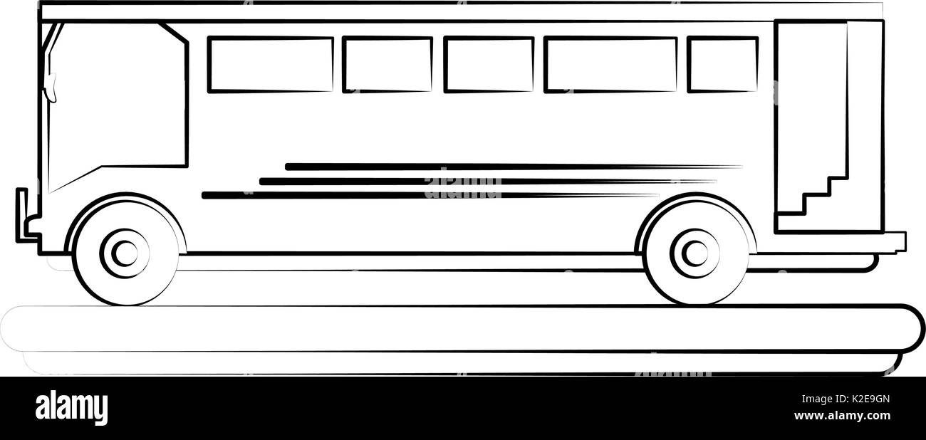flat line uncolored bus over white background vector ilustration Stock ...
