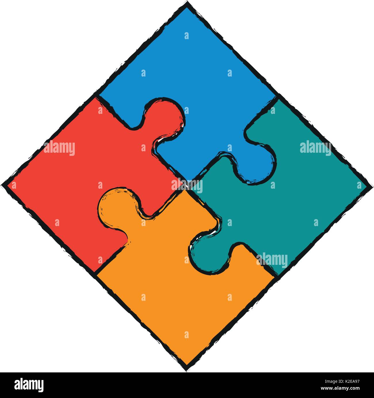 Colorful puzzle doodle over white background vector illustration Stock ...