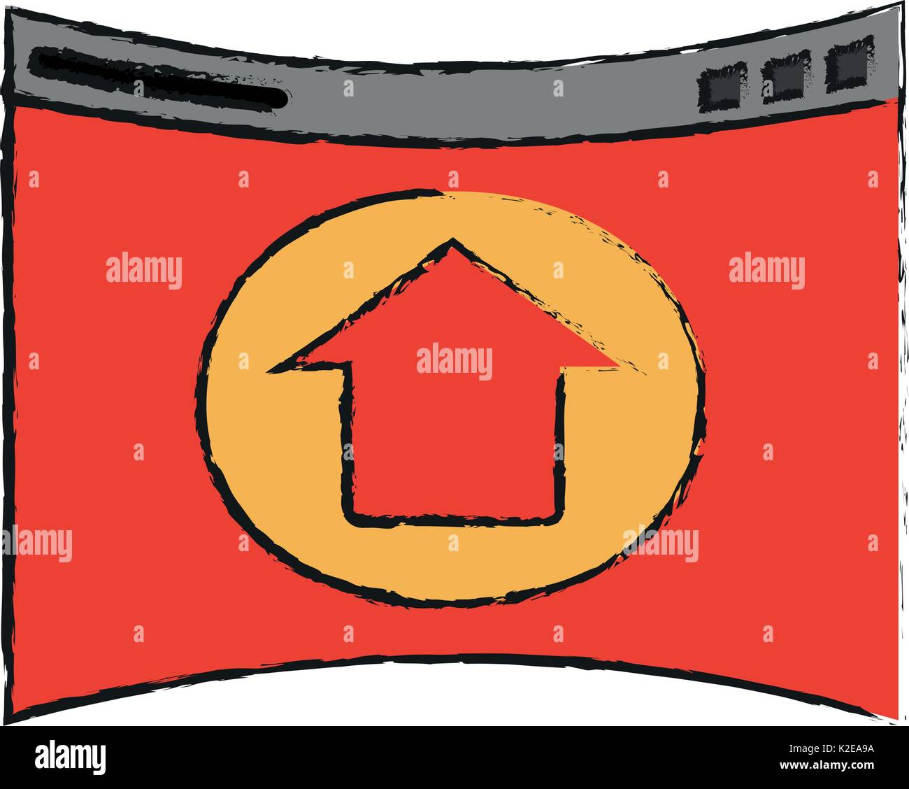 Colorful computer window doodle over white background vector ...