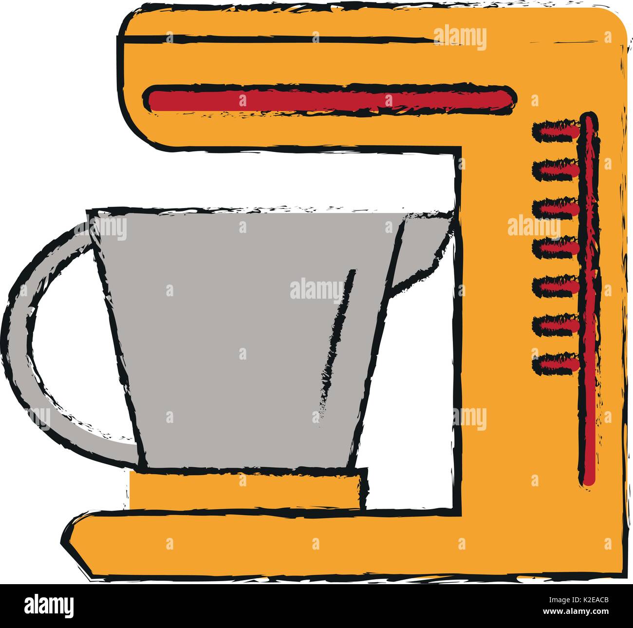 Colorful coffee maker doodle over white background vector illustration ...