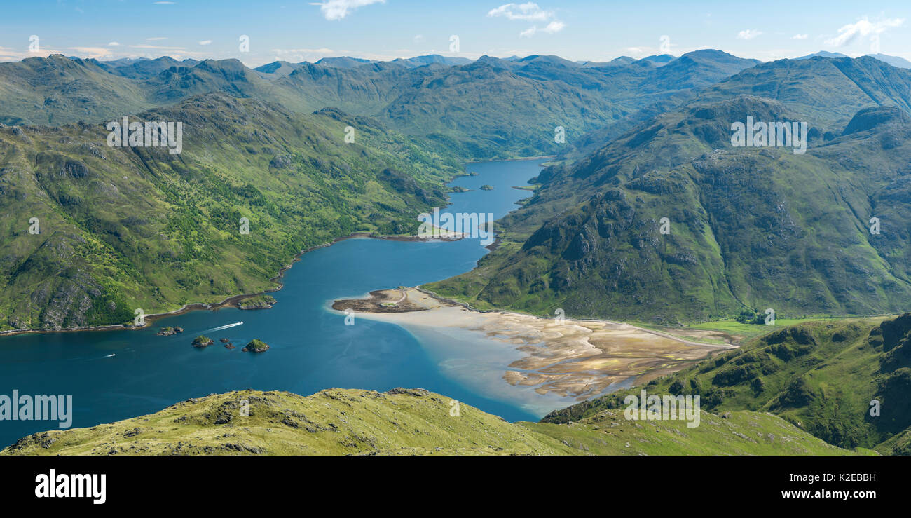Loch Hourn and Barrisdale Bay in Mid Summer with blue skies. Knoydart ...