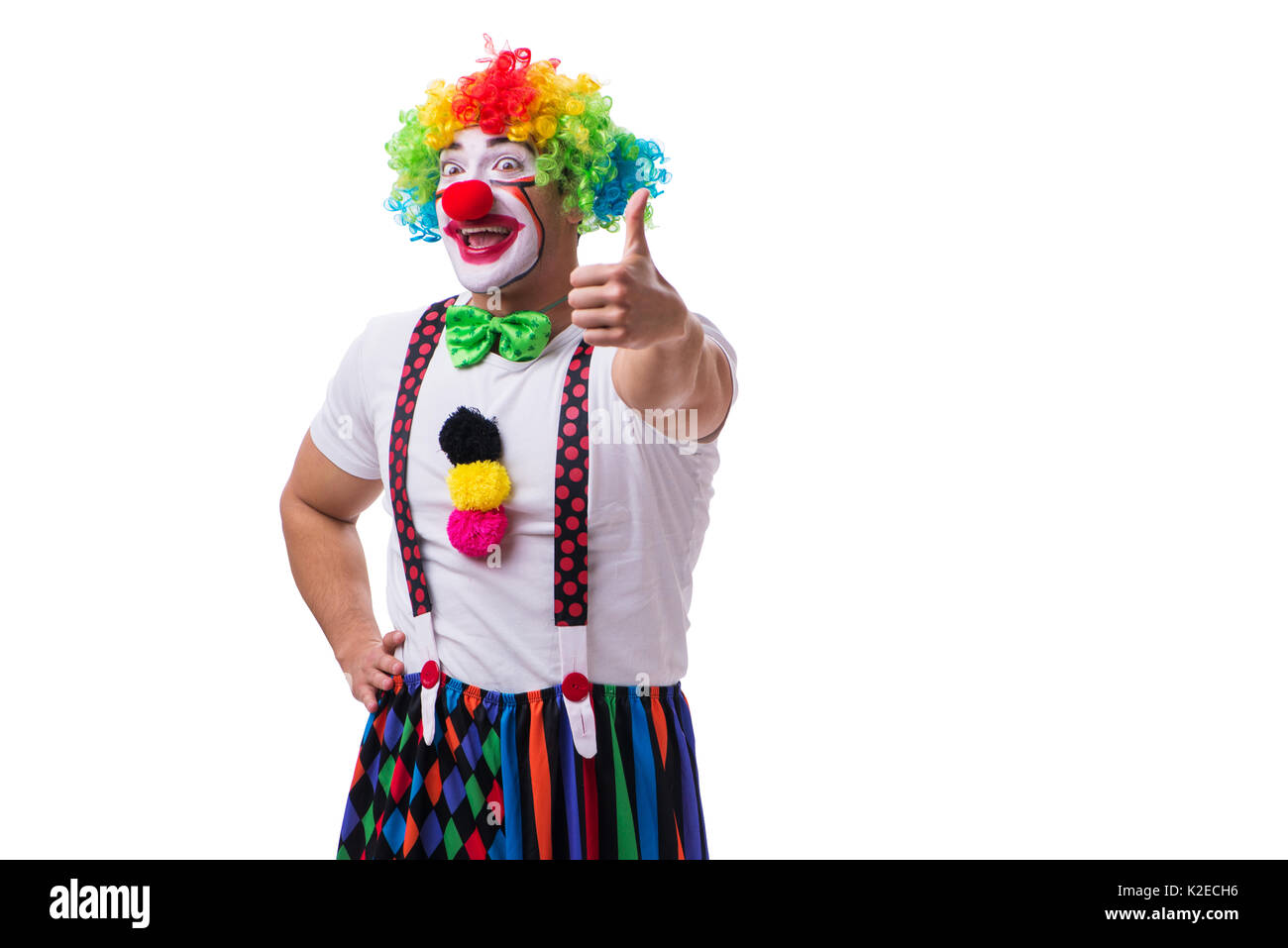 Funny clown acting silly isolated on white background Stock Photo - Alamy