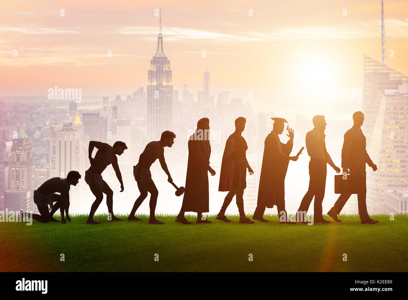 Progression of man mankind from ancient to modern Stock Photo - Alamy