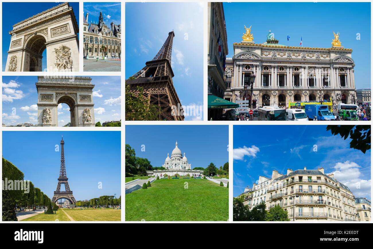 Collage of paris photos collection Stock Photo - Alamy