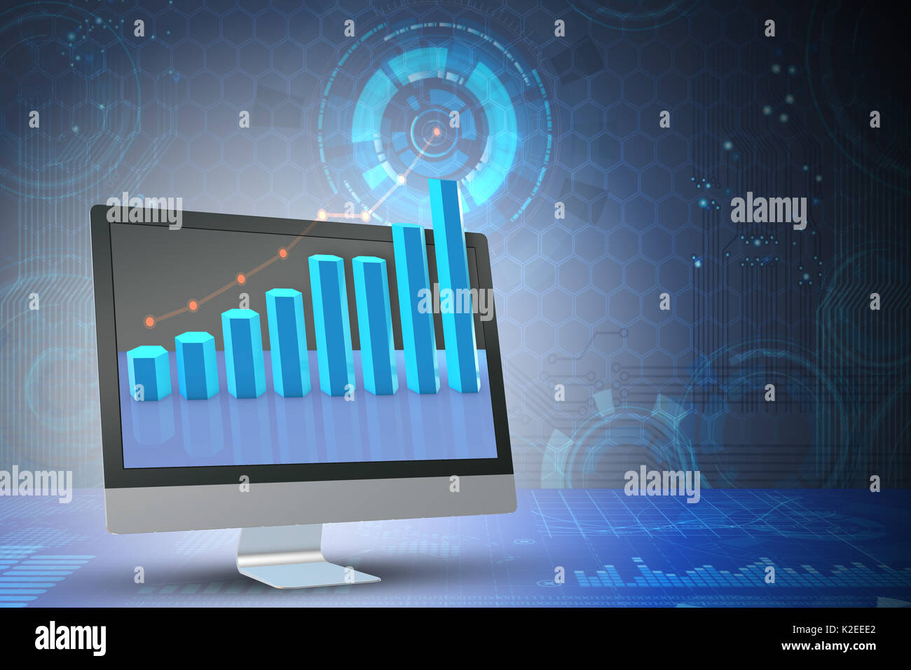 Illustration with business charts - 3d rendering Stock Photo - Alamy