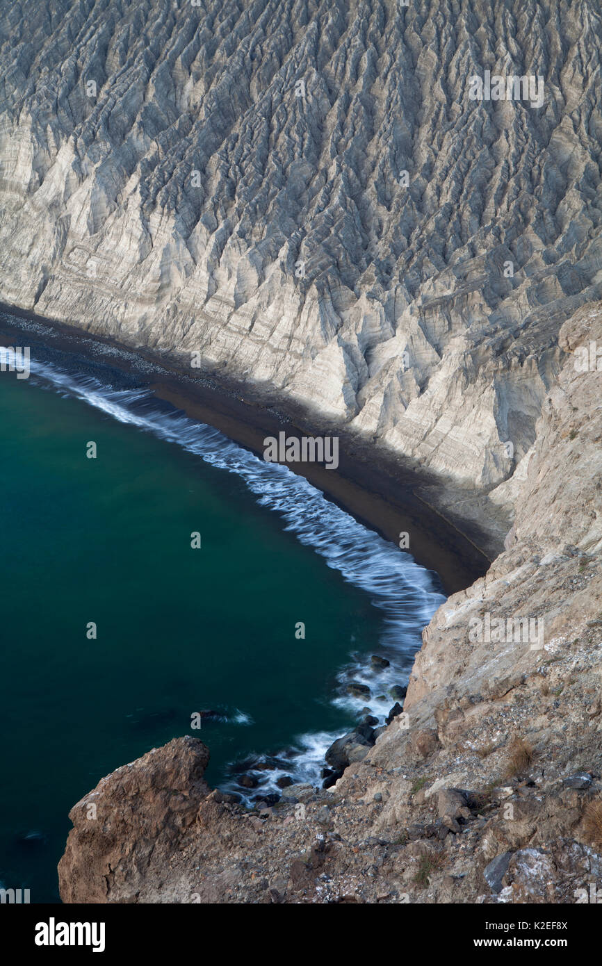 Slopes of the Barcena volcano and coastline, San Benedicto Island ...
