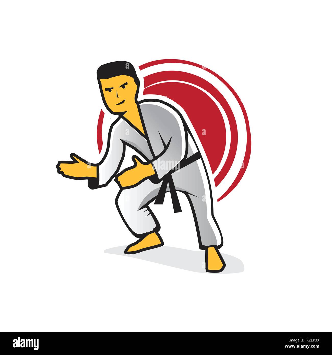 energy karate man illustration, icon design, isolated on white ...