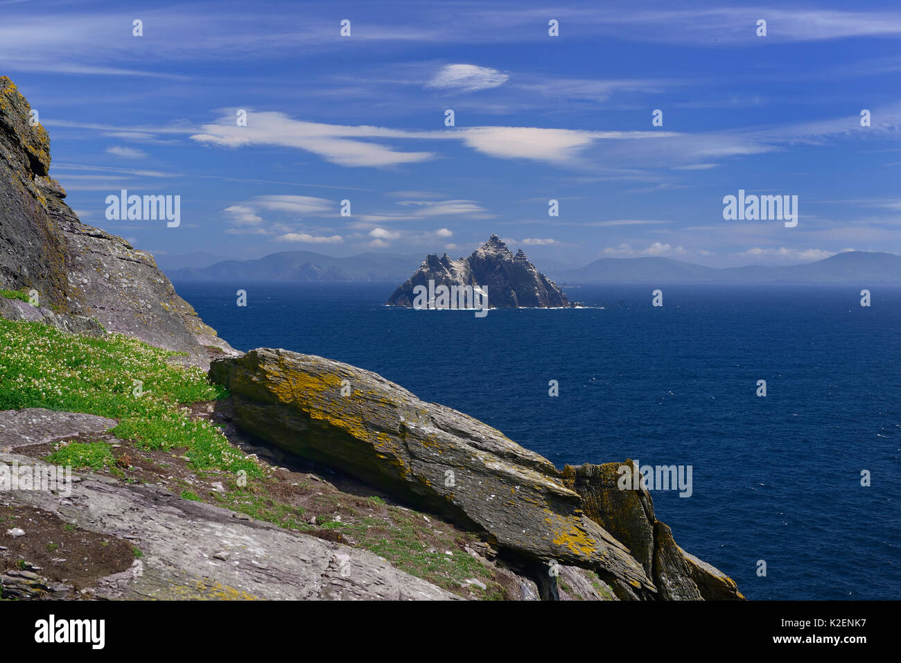 View towards Little Skellig, Skellig Michael, County Kerry, Republic of ...