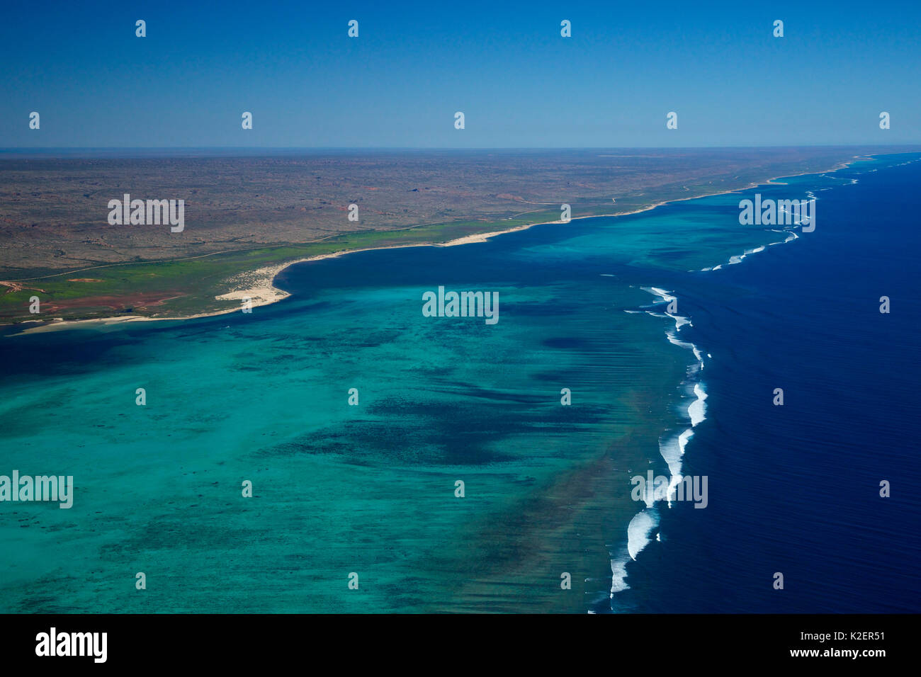 Aerial View of Ningaloo Reef, near Tantabiddi, Exmouth, Western ...