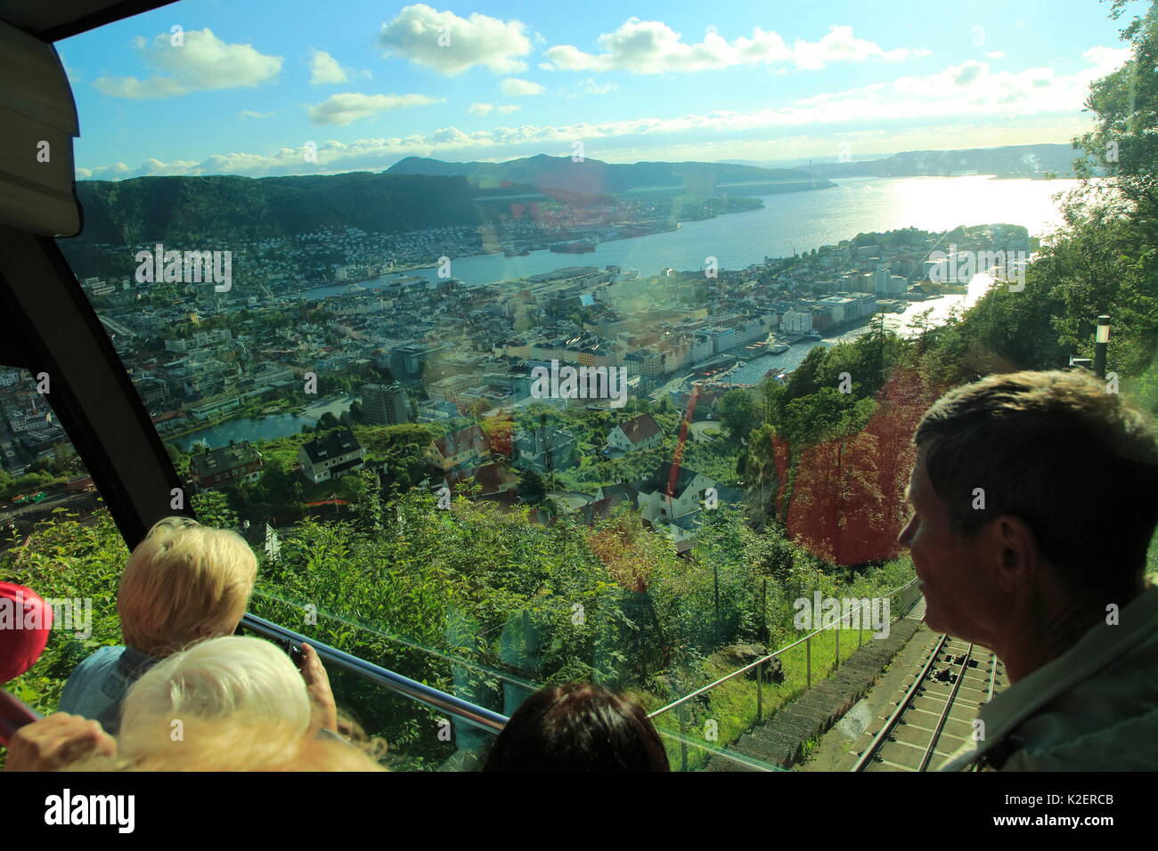 Floibanen funicular railway train carriage, Bergen, Norway Stock Photo ...