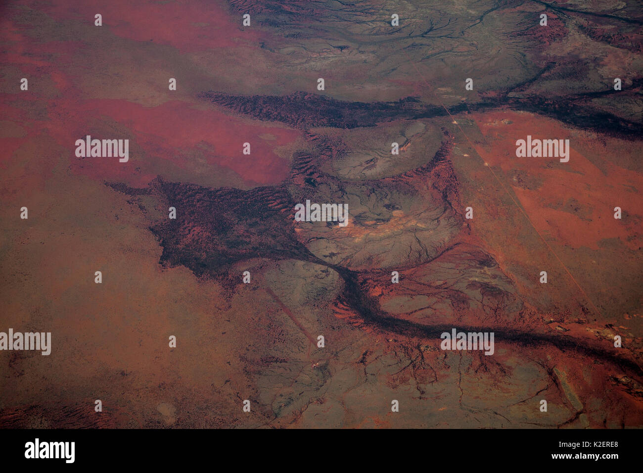 View from plane of Gibber landscape, Newman, Western Australia ...