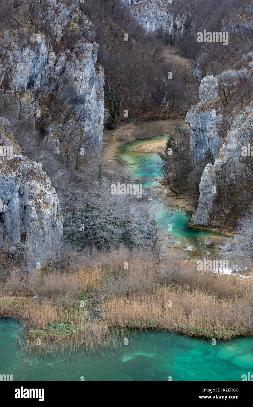Limestone gorge, Plitvice Lakes National Park, Croatia. January Stock ...