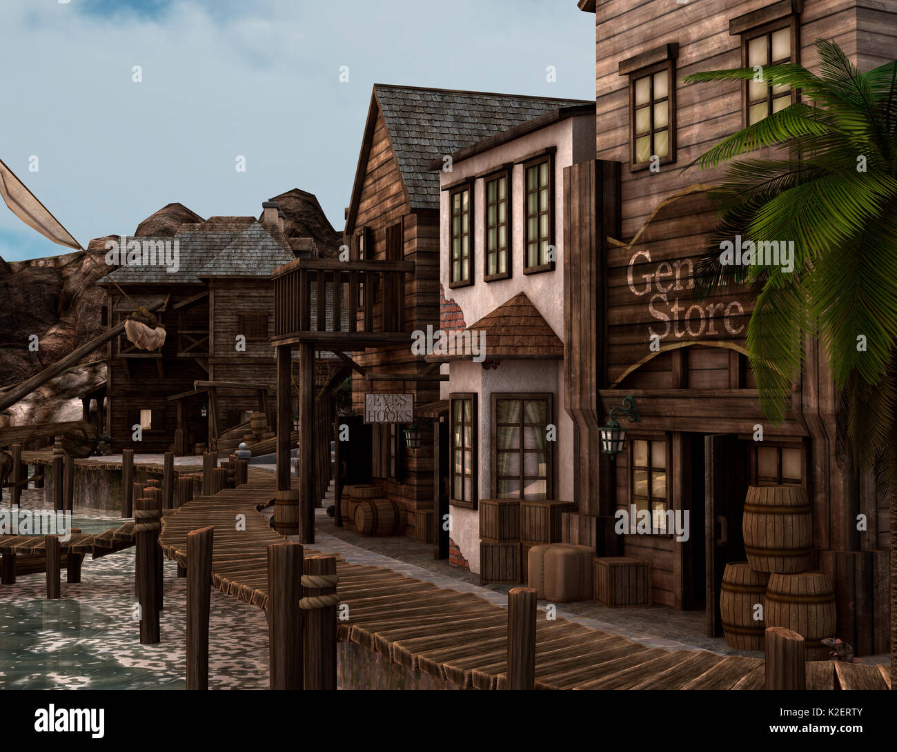 3D rendering of a pirate treasure island Stock Photo - Alamy