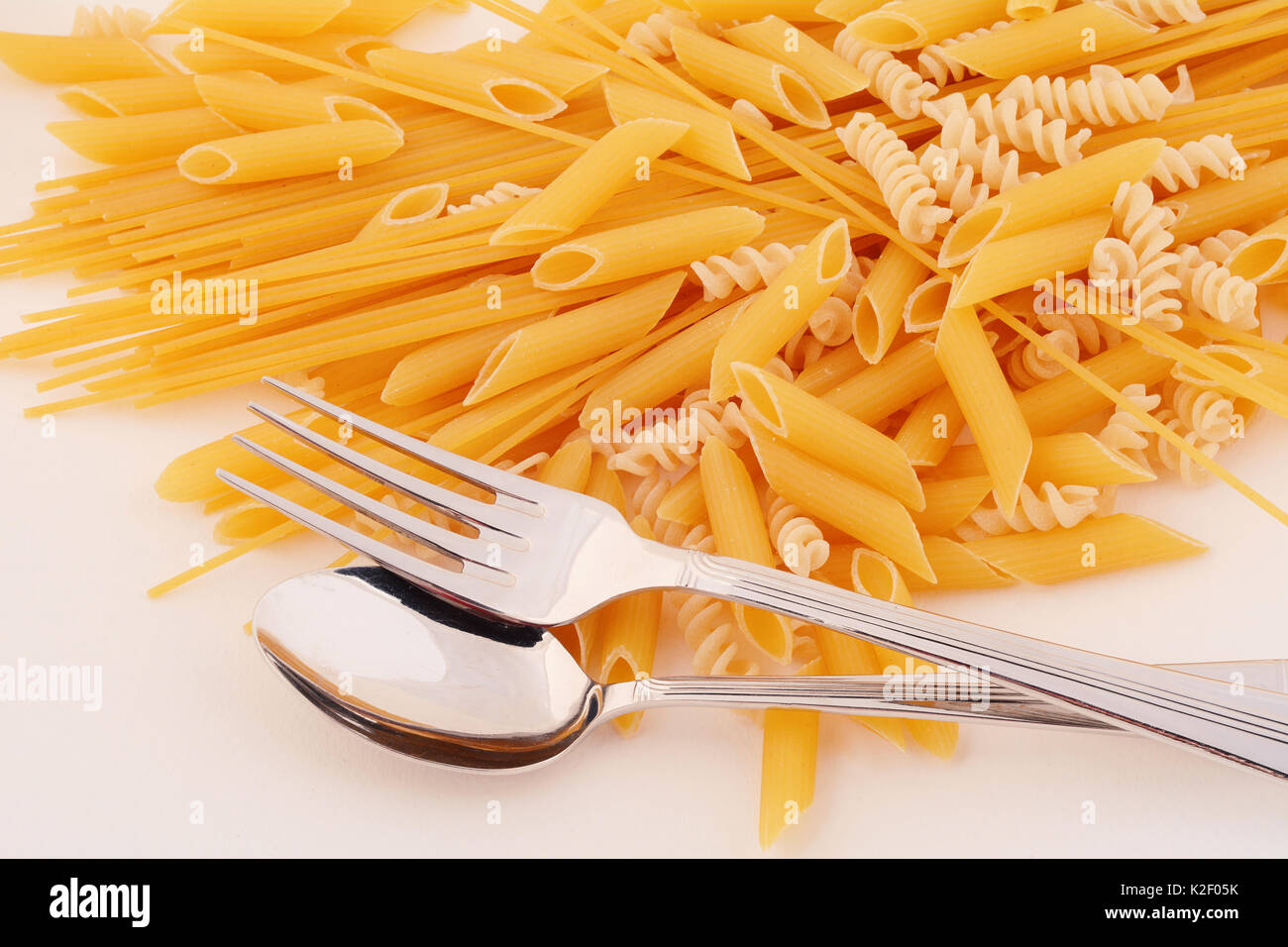 Various types of pasta. Food concept. Isolated white background Stock ...