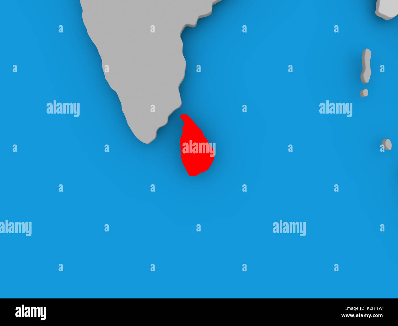 Sri Lanka in red on political map. 3D illustration Stock Photo - Alamy