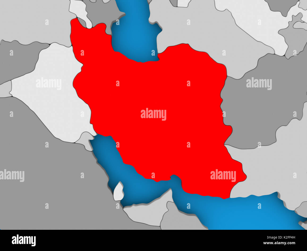 Iran in red on political map. 3D illustration Stock Photo - Alamy