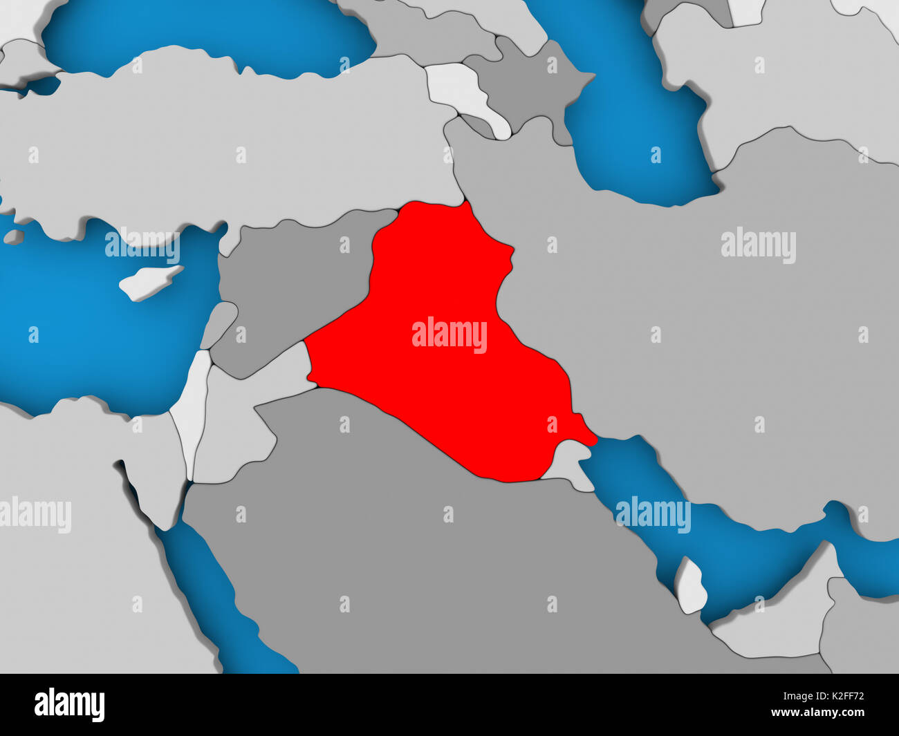 Iraq in red on political map. 3D illustration Stock Photo - Alamy
