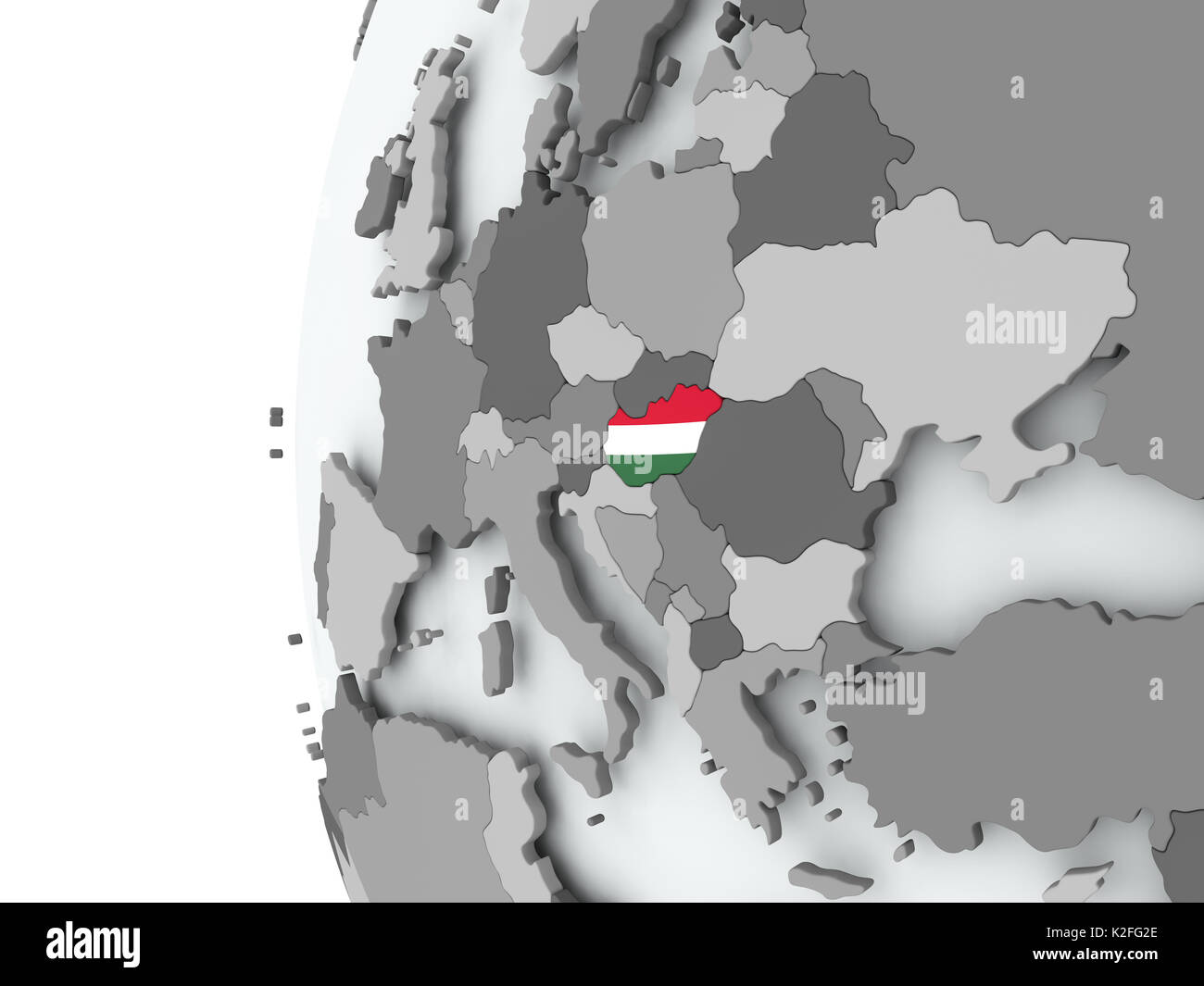 Illustration of Hungary on political globe with embedded flag. 3D ...