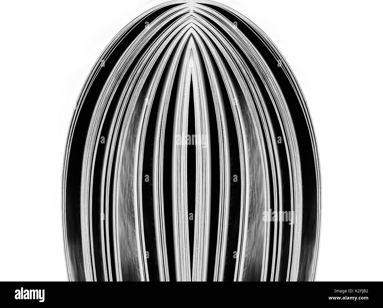 abstract mirror image of the pages of an open book placed vertically on ...
