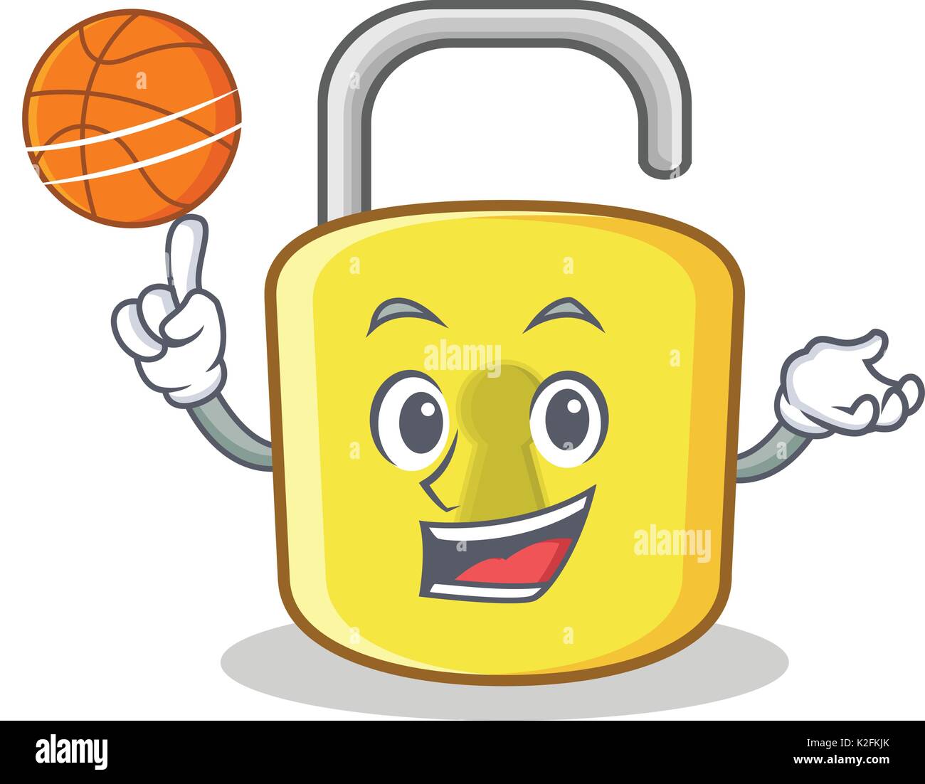 Playing basketball yellow lock character mascot Stock Vector Image ...