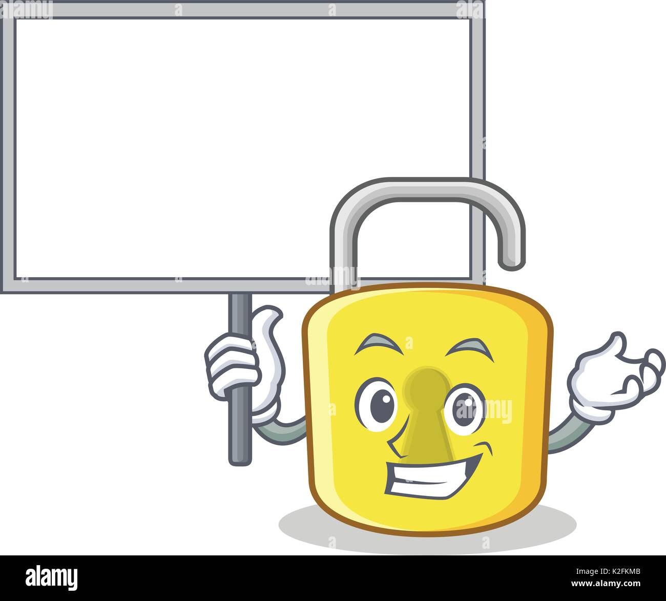 Bring board yellow lock character mascot Stock Vector Image & Art - Alamy