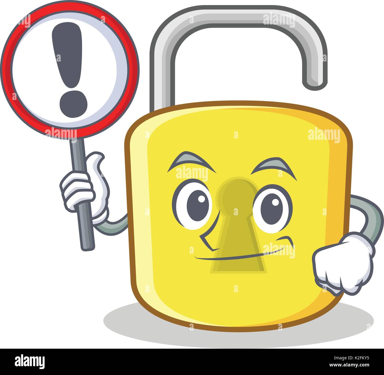 With sign yellow lock character mascot Stock Vector Image & Art - Alamy