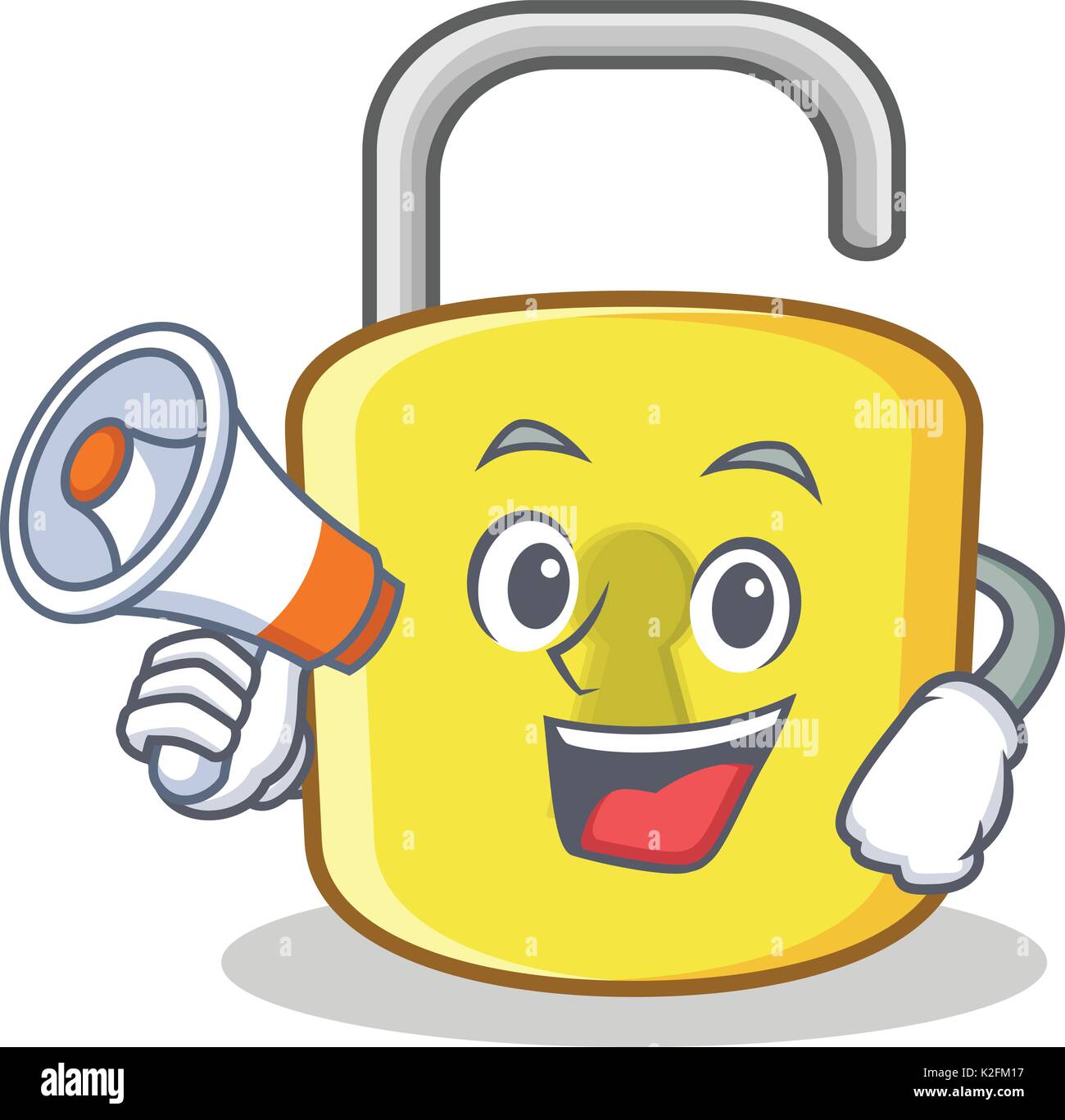 With megaphone yellow lock character mascot Stock Vector Image & Art ...