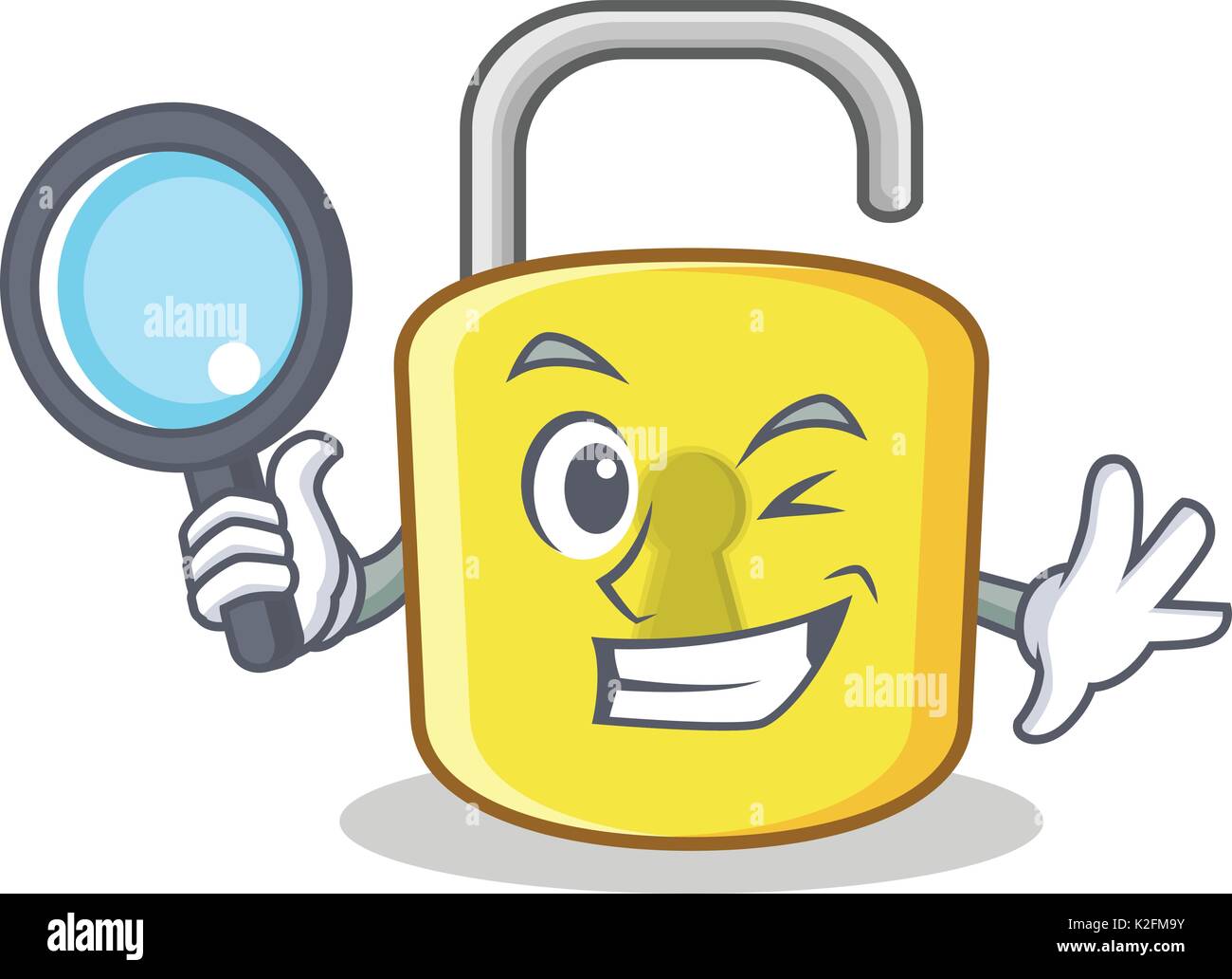 Detective yellow lock character mascot Stock Vector Image & Art - Alamy